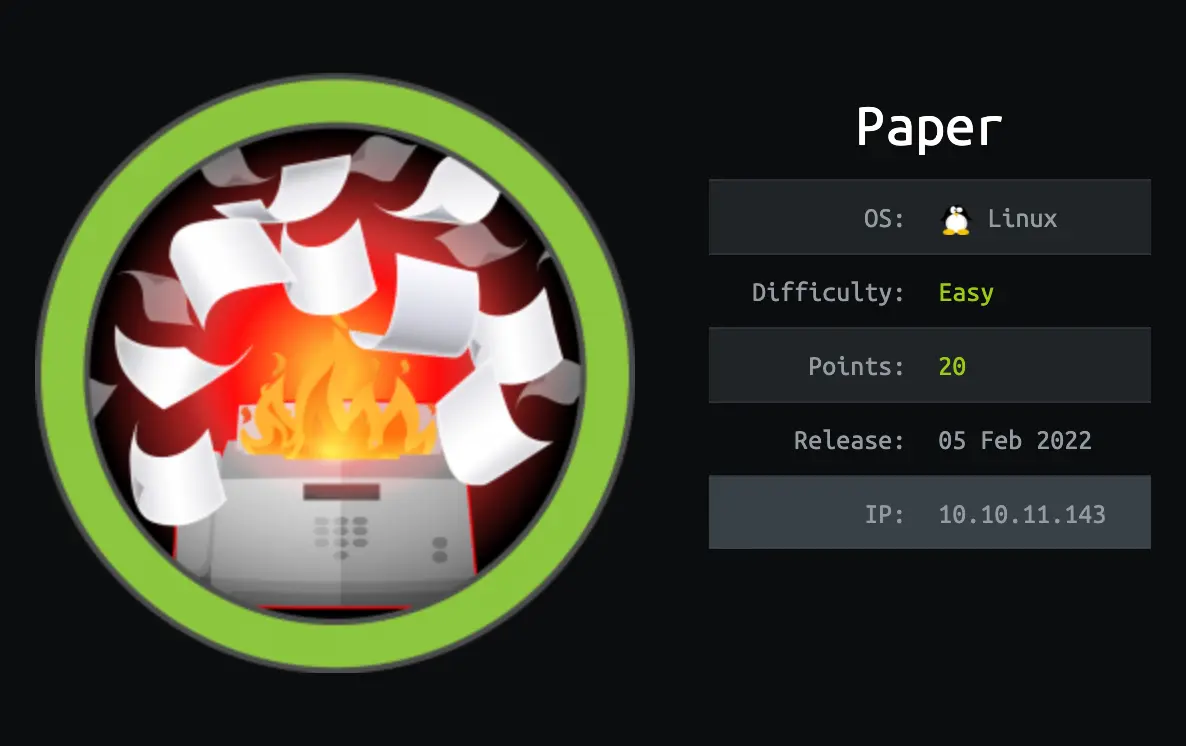 Hackthebox Paper Writeup | 0xDedinfosec